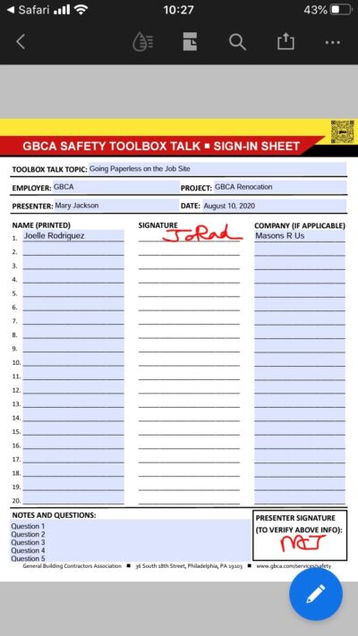 Conduct Paperless Toolbox Talks