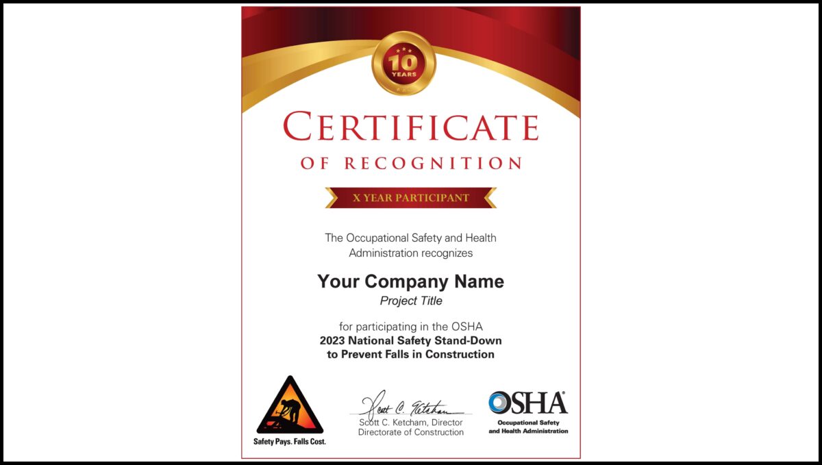 Certify Your Falls Safety Stand-Down!